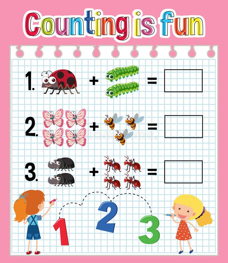 Math Count Number Worksheet Stock Vector - Illustration of learning ...