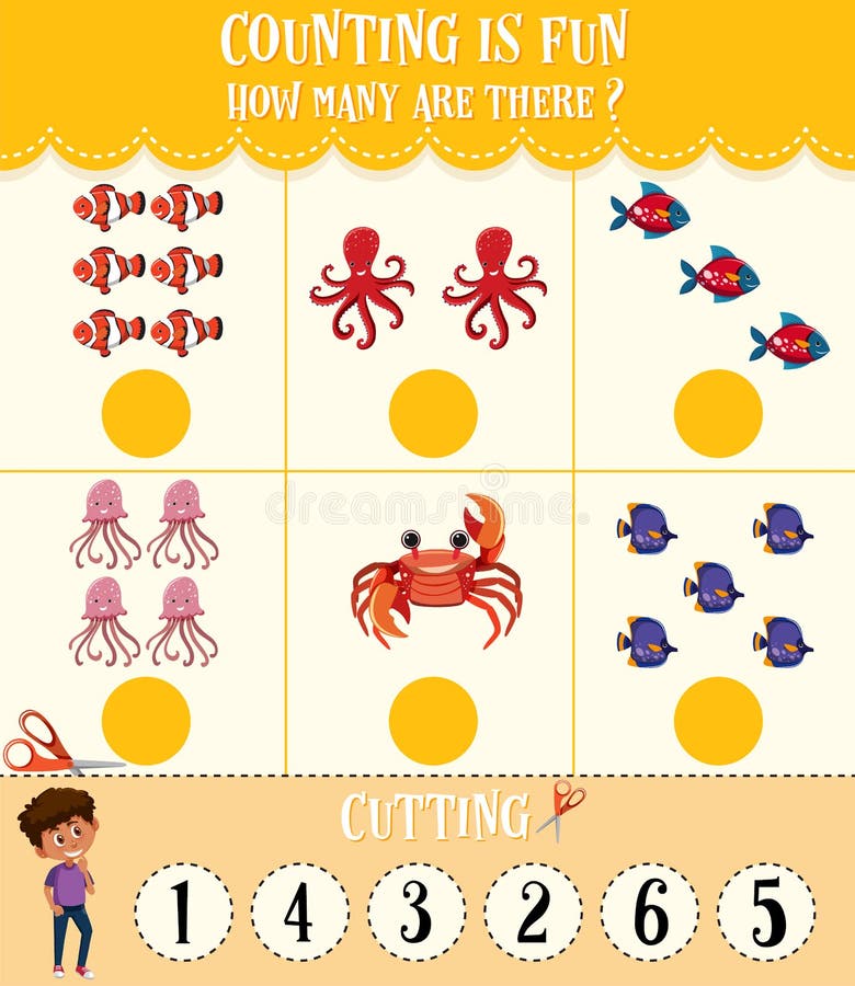 Math Count Number Worksheet Stock Vector - Illustration of homework ...