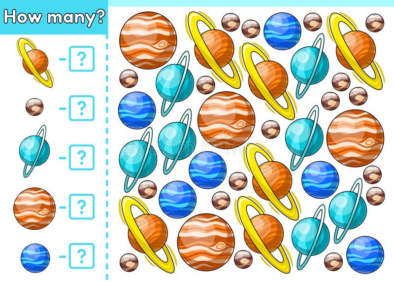 Math Counting Game How Many Planets Solar System Stock Vector ...