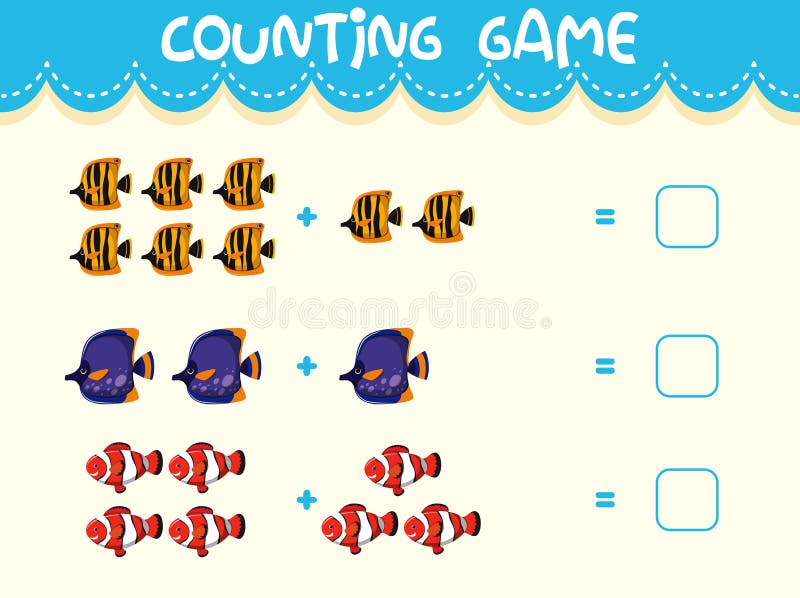 Math Counting Game Template Stock Vector - Illustration of vector ...