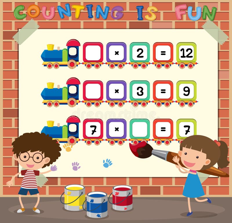 Math Counting Game Template Stock Vector - Illustration of drawing ...