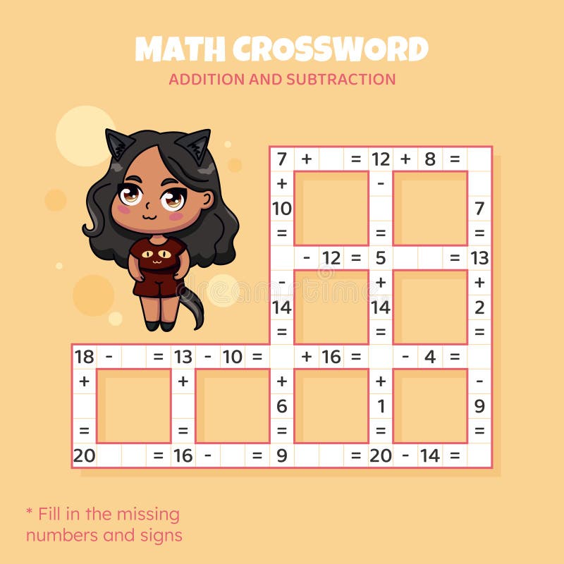 Math Crossword Puzzle. Addition and Subtraction. Stock Vector ... Math Crossword Puzzle. Addition and Subtraction. Stock Vector ...