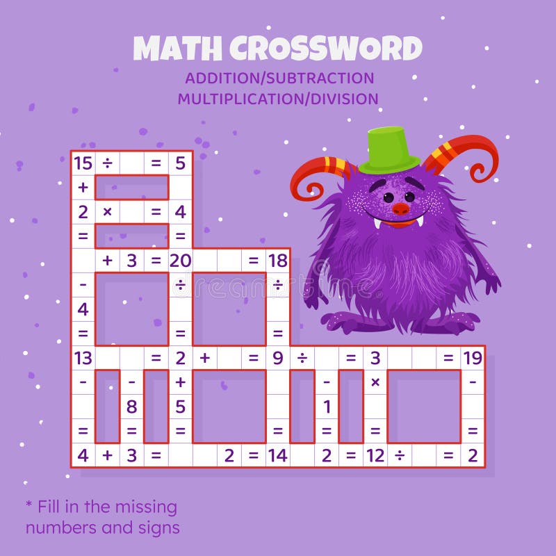 Math Crossword Puzzle for Kids. Addition, Subtraction, Multiplication ... Math Crossword Puzzle for Kids. Addition, Subtraction, Multiplication ...