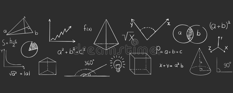 Math Doodle Hand Drawn Border, with Formula, Geometric Shapes, Chalk ...