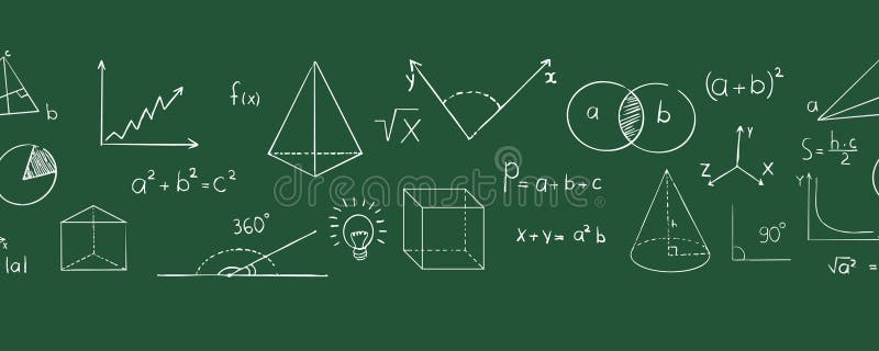 Math Doodle Hand Drawn Border, with Formula, Geometric Shapes, Chalk ...