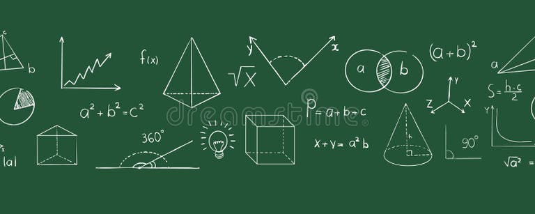 Math Doodle Hand Drawn Border, with Formula, Geometric Shapes, Chalk ...