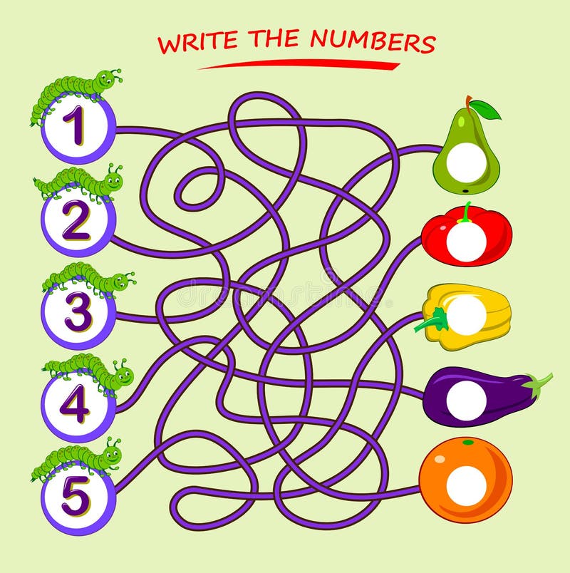 Math Education for Children. Find the Path and Write the Numbers in ...