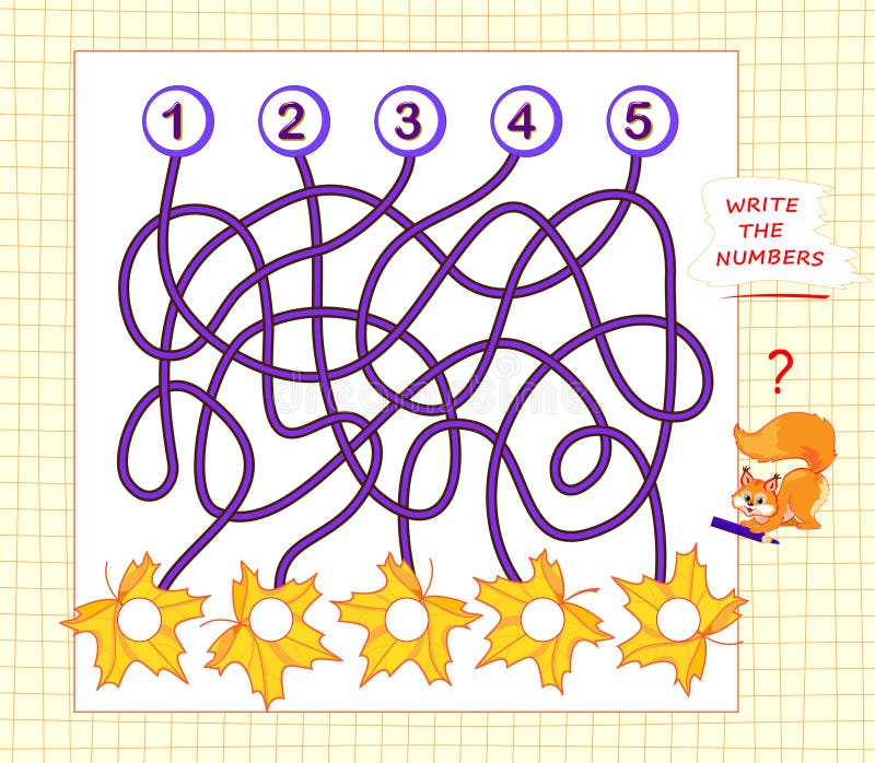 Math Education for Children. Find the Path and Write the Numbers in ...