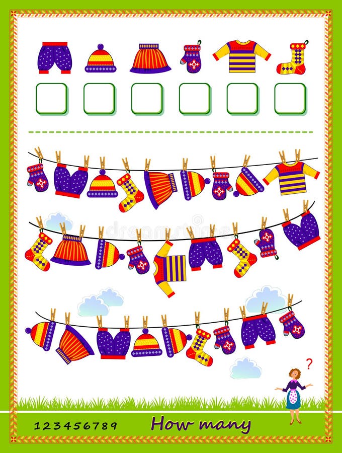 Math Education for Children. How Many Clothes Can You Find? Count ...