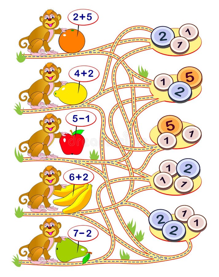 Math Education for Children. Solve Examples, Count the Price for Each ...