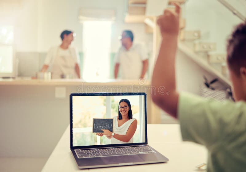 Math Education, E Learning and Teacher on a Video Call with a School ...