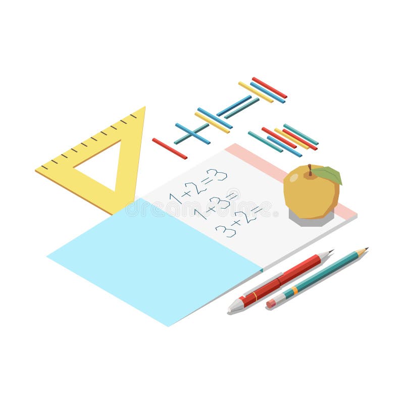 Math Education Isometric Composition Stock Vector - Illustration of ...