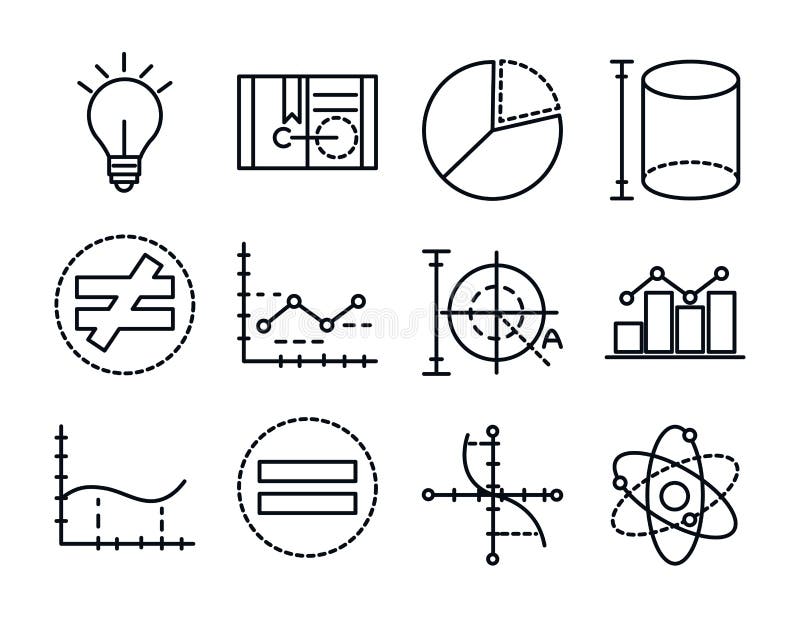 Math Education School Science Icons Collection Line and Style Stock ...