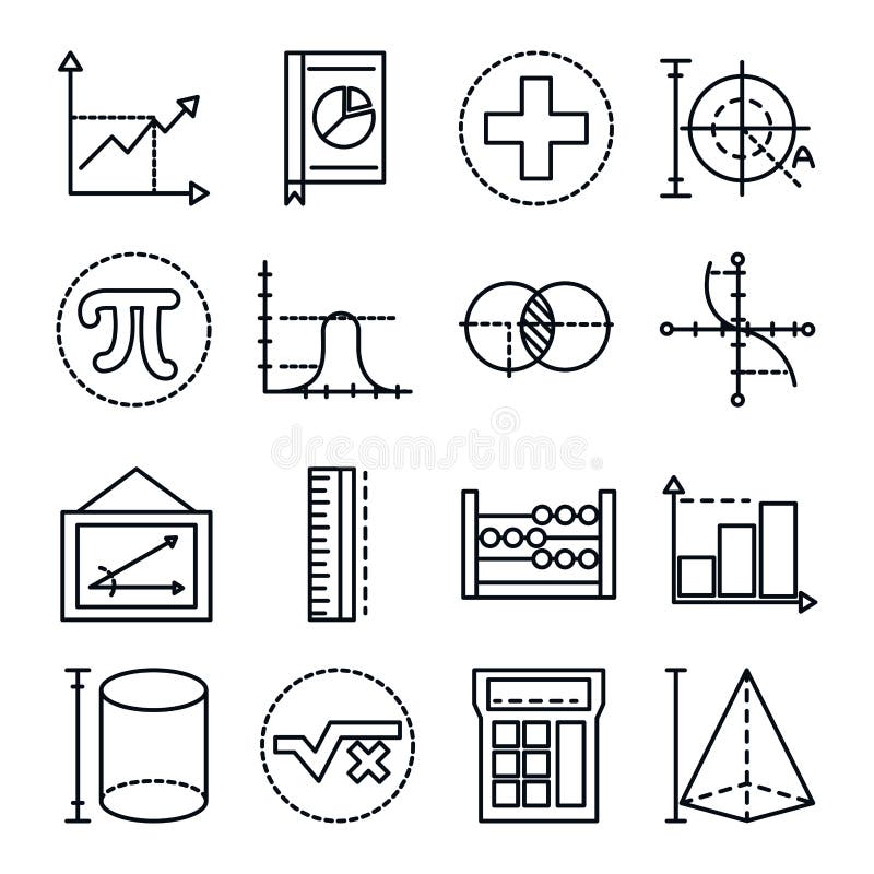 Math Education School Science Icons Collection Line and Style Stock ...