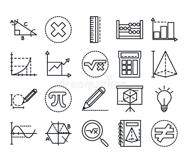 Math Education School Science Icons Collection Line and Style Stock ...