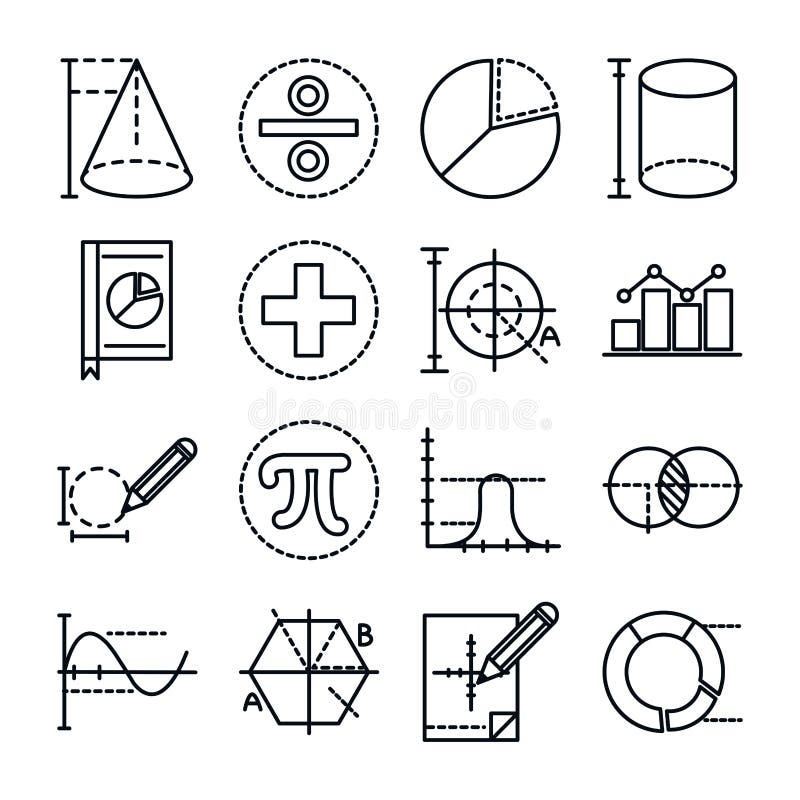 Math Education School Science Icons Collection Line and Style Stock ...