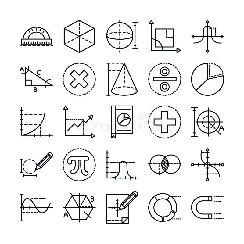 Math Education School Science Icons Collection Line and Style Stock ...