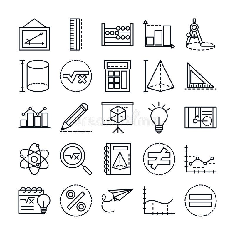 Math Education School Science Icons Collection Line And Style Stock ...