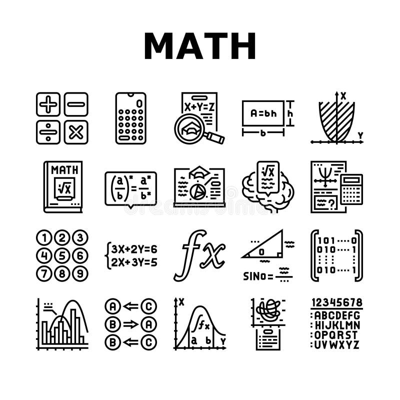 Math Education School Science Icons Set Vector Stock Vector Illustration Of Sign Drawing