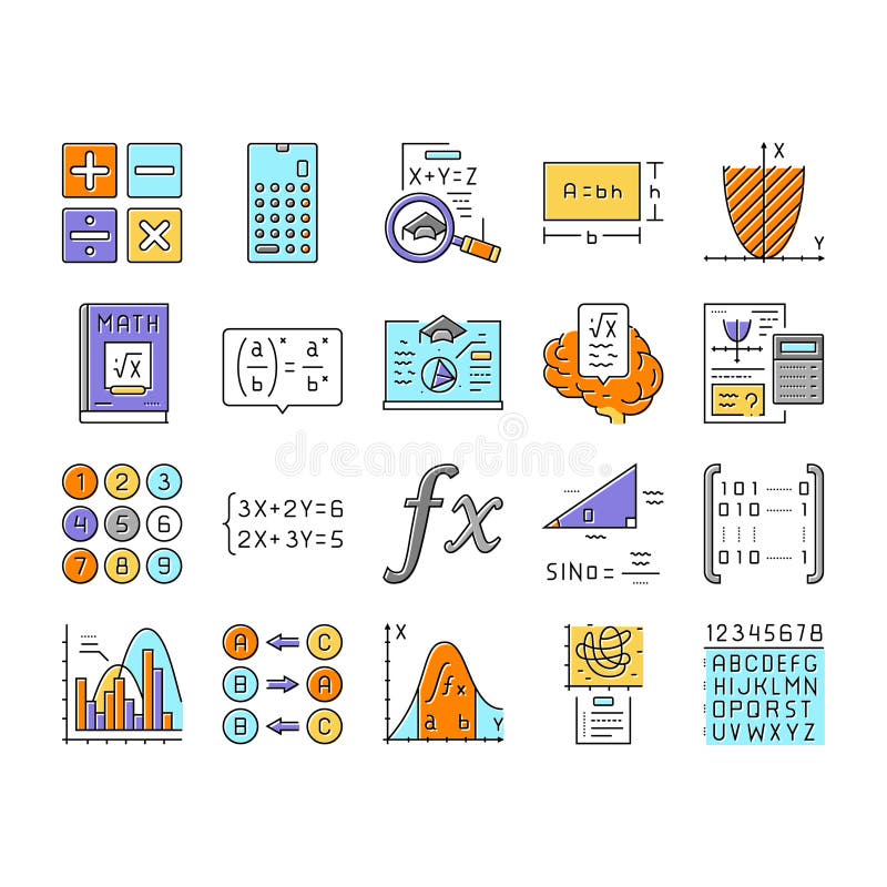 Math Education School Science Icons Set Vector Stock Vector Illustration Of School Icons