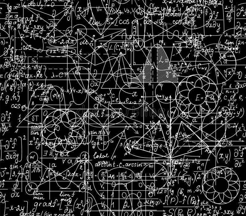 Math Education Seamless Background with Handwritten Formulas, Equations ...