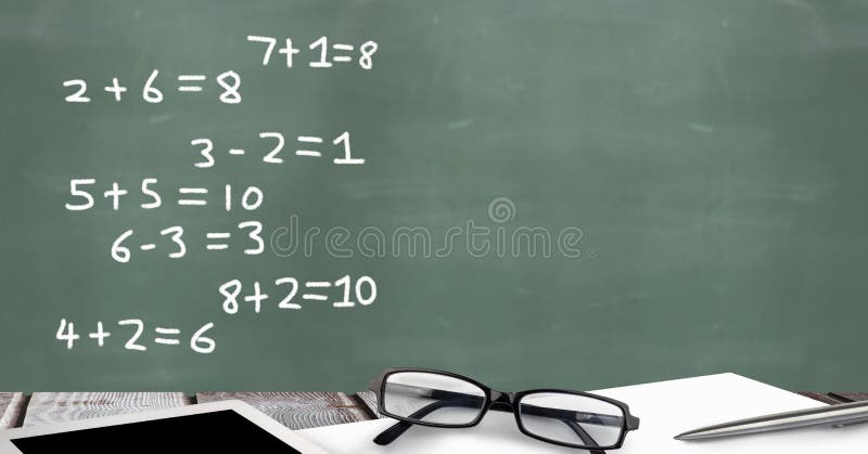 Math Education Sums on Blackboard for School Stock Photo - Image of ...