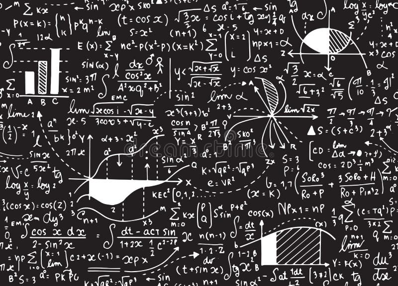 Math Education Vector Pattern with Handwritten Formulas, Tasks, Stock ...