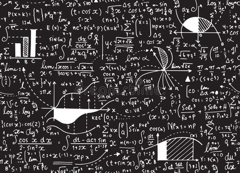 Math Education Vector Pattern with Handwritten Formulas, Tasks, Stock ...