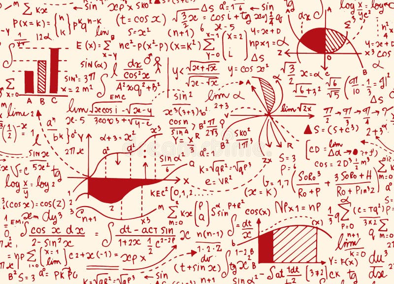 Math Education Vector Pattern with Handwritten Formulas, Tasks, Stock ...