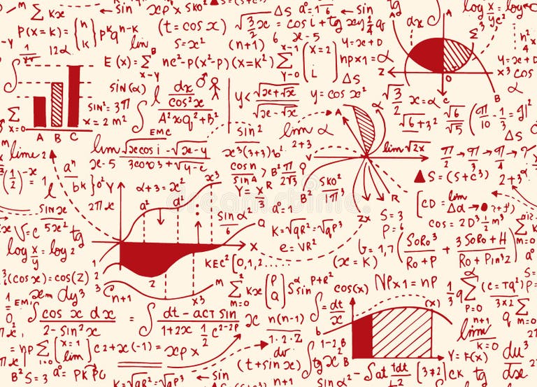 Math Education Vector Pattern with Handwritten Formulas, Tasks, Stock ...