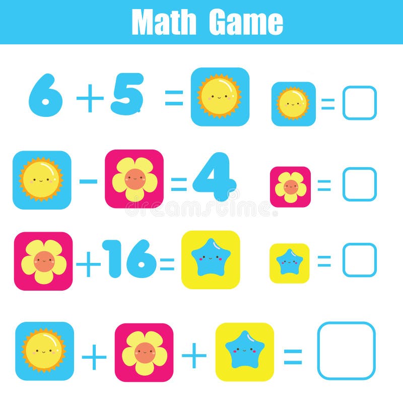 Educational Game for Children. Solve Equations Stock Vector ...