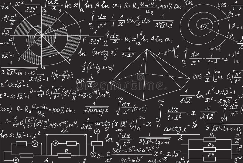 Math Educational Vector Seamless Background With Handwritten Formulas
