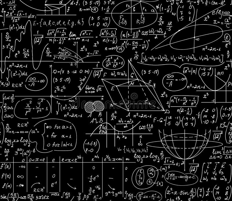 Math Educational Vector Seamless Background with Handwritten Formulas ...