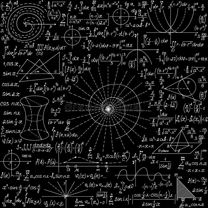 Math Educational Vector Seamless Background with Handwritten Formulas ...