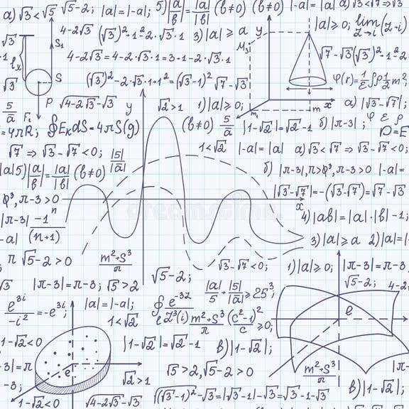 Math Educational Vector Seamless Pattern with Formulas, Calculations ...