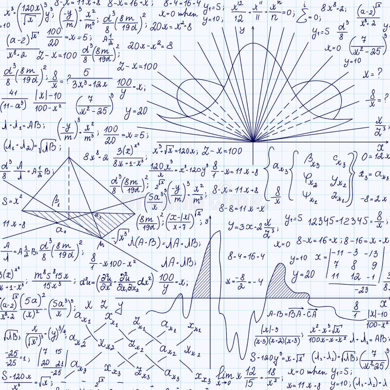 Math Educational Vector Seamless Pattern With Formulas Equations And