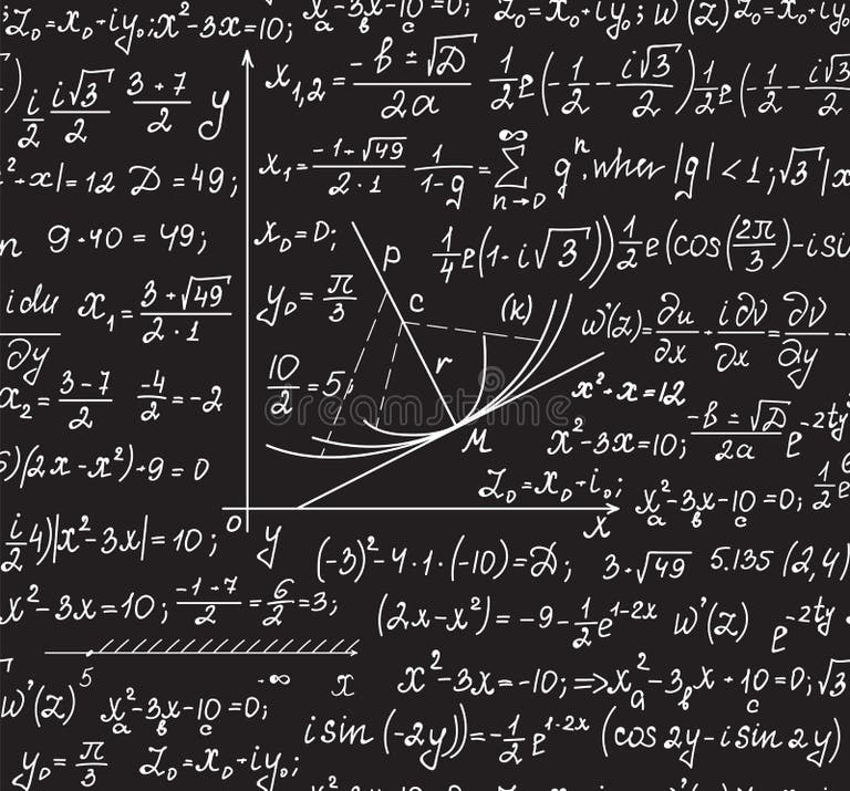 Math Educational Vector Seamless Pattern with Formulas, Figures and ...