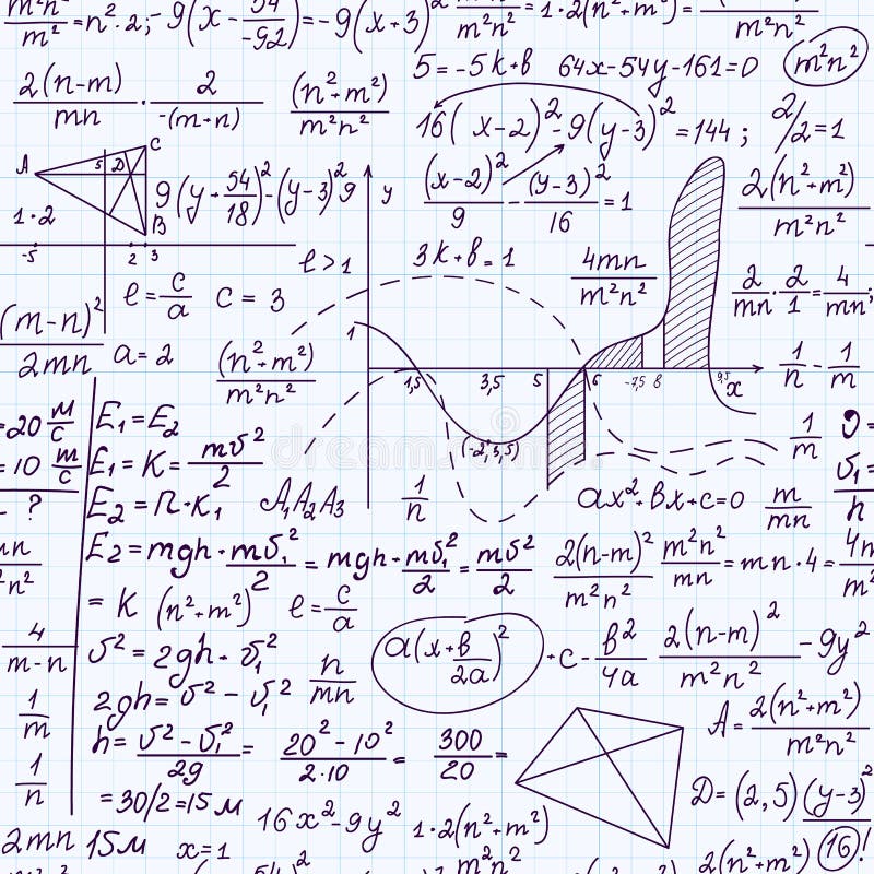 Mathematical Educational Vector Seamless Pattern With Handwritten ... Mathematical Educational Vector Seamless Pattern With Handwritten ...