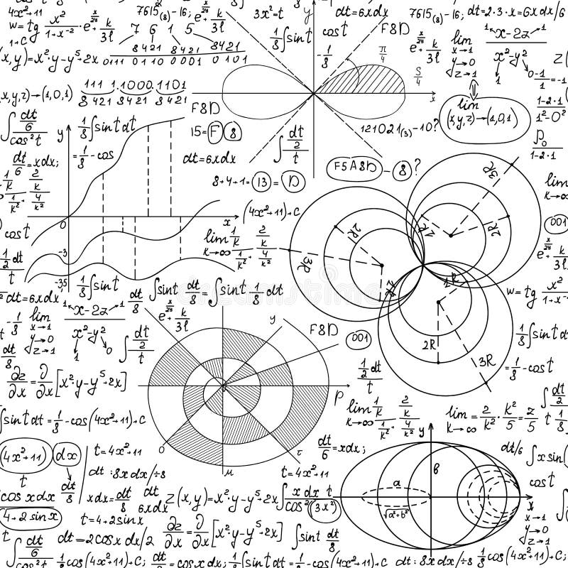 Math Educational Vector Seamless Pattern with Formulas, Calculations ...