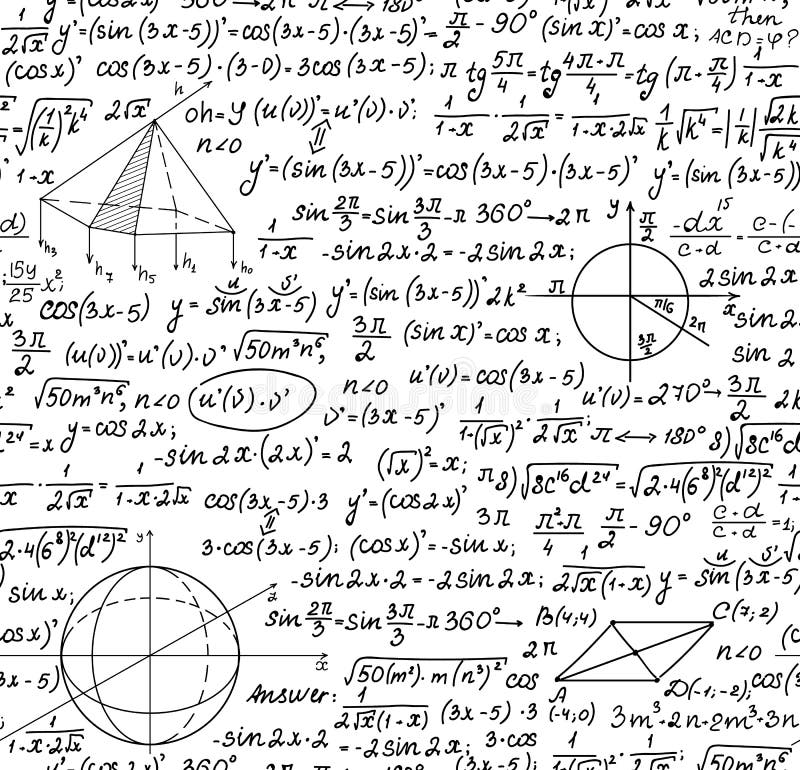 Math Educational Vector Seamless Pattern with Handwritten Mathematical ... Math Educational Vector Seamless Pattern with Handwritten Mathematical ...