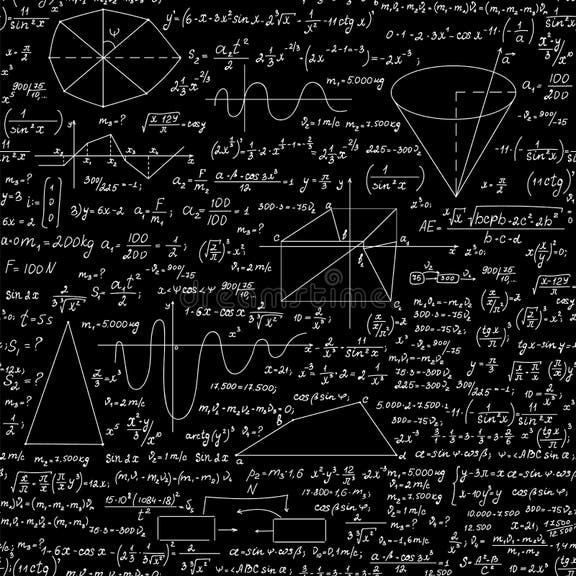 Math Educational Vector Seamless Pattern with Handwritten Mathematical ...