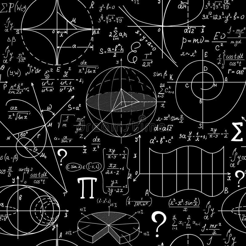 Math Educational Vector Seamless Texture with Handwritten Mathematical ...
