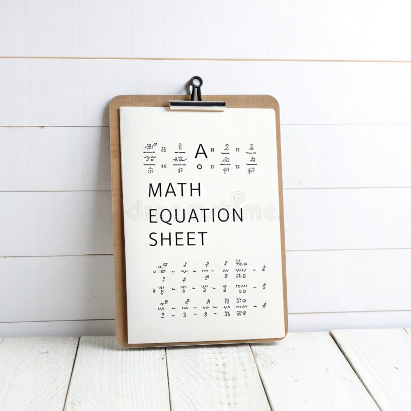 Math Equation Sheet Illustration Isolated on White Background Stock ...