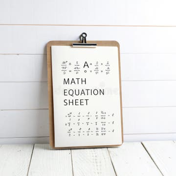 Math Equation Sheet Illustration Isolated on White Background Stock ...