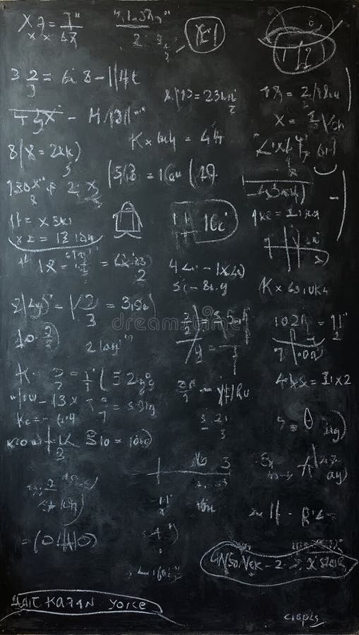 Math Equations and Doodles on Dusty Chalkboard Wall Creative Vibe Stock ...