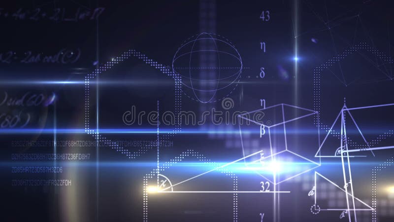 Math Equations and Shapes on Blue Background Stock Video - Video of ...