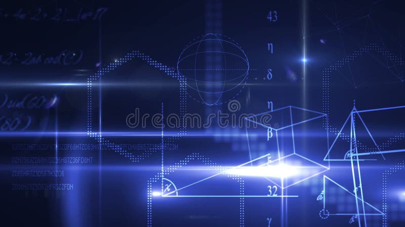 Math Equations and Shapes on Blue Background Stock Video - Video of ...