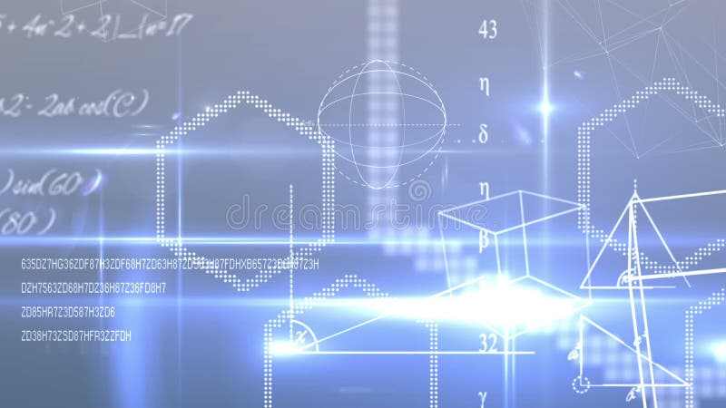 Math Equations and Shapes on Blue Background Stock Video - Video of ...