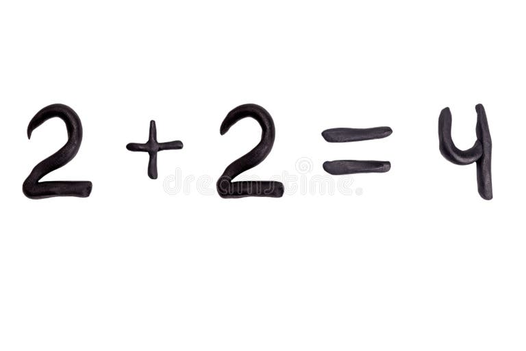 Math Example Two Plus Two Equals Four from Plasticine Clay Isolated on ...