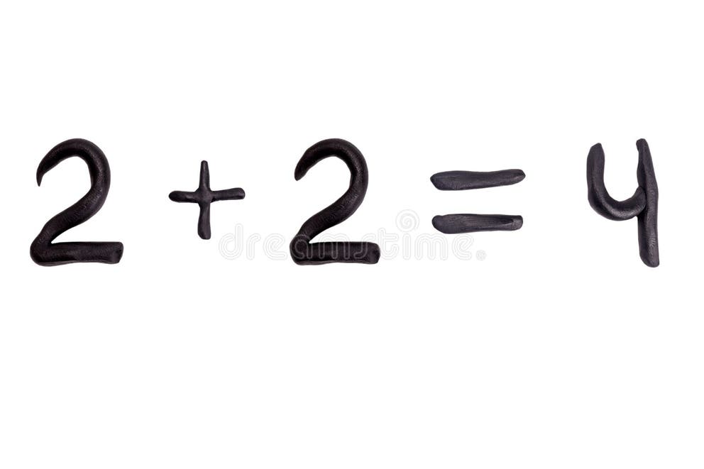 Math Example Two Plus Two Equals Four from Plasticine Clay Isolated on ...